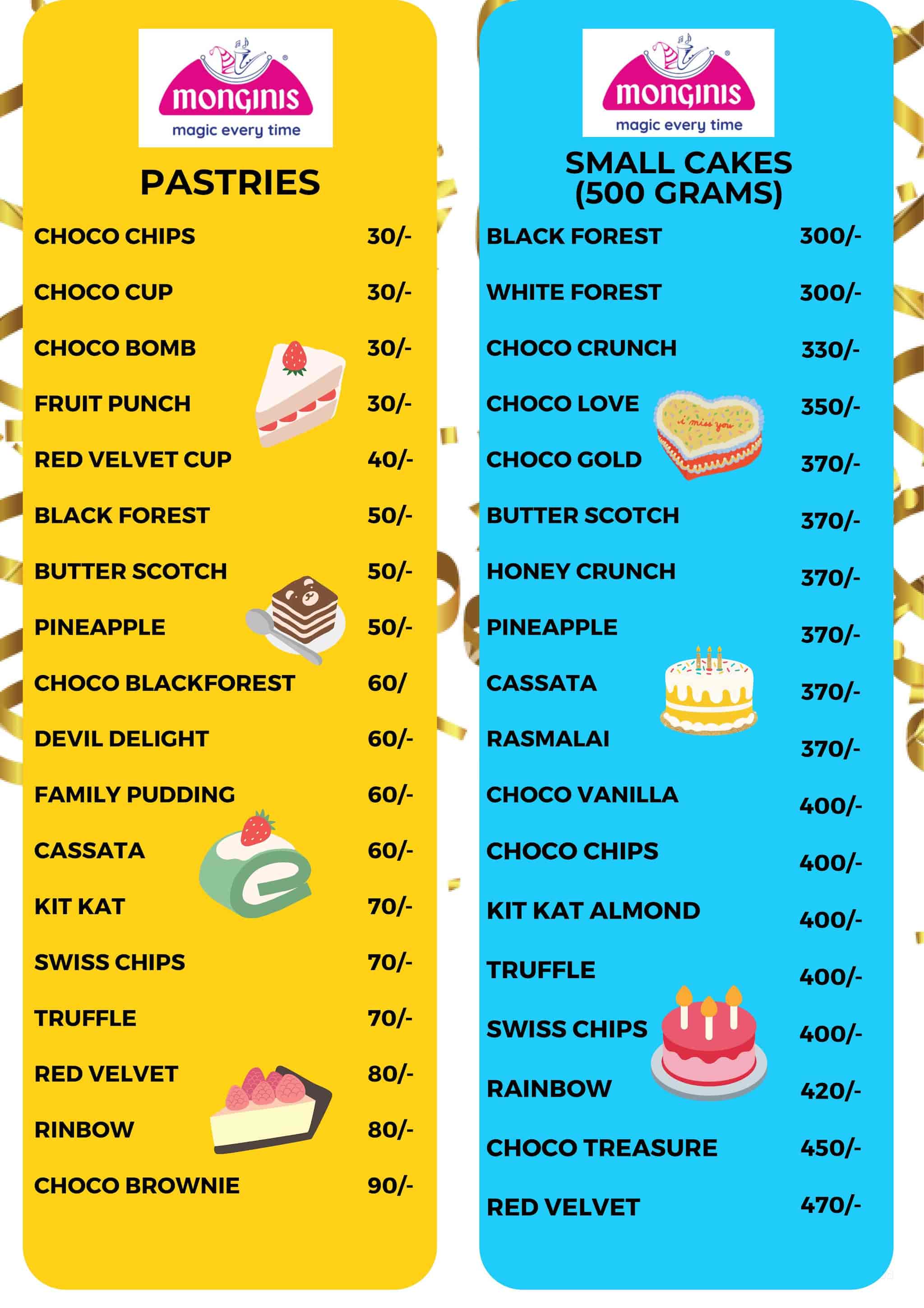 Monginis menu store