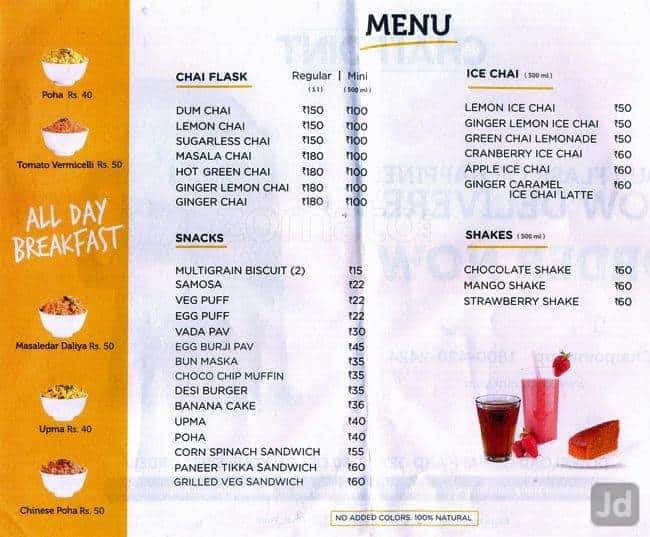 Chai point menu store
