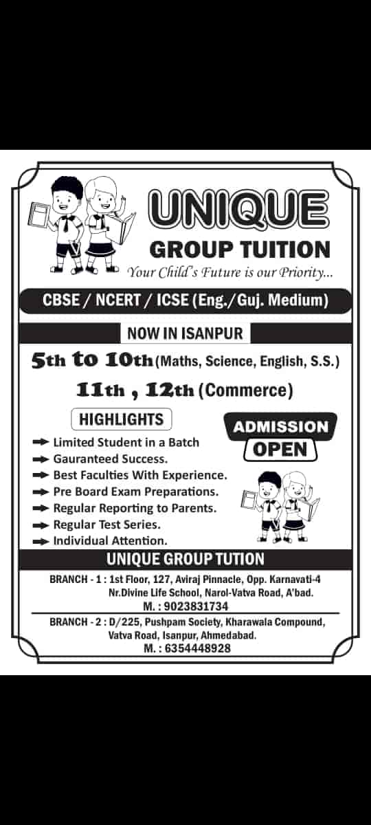 Unique Group Tuition in Isanpur,Ahmedabad - Best Tutorials in Ahmedabad ...