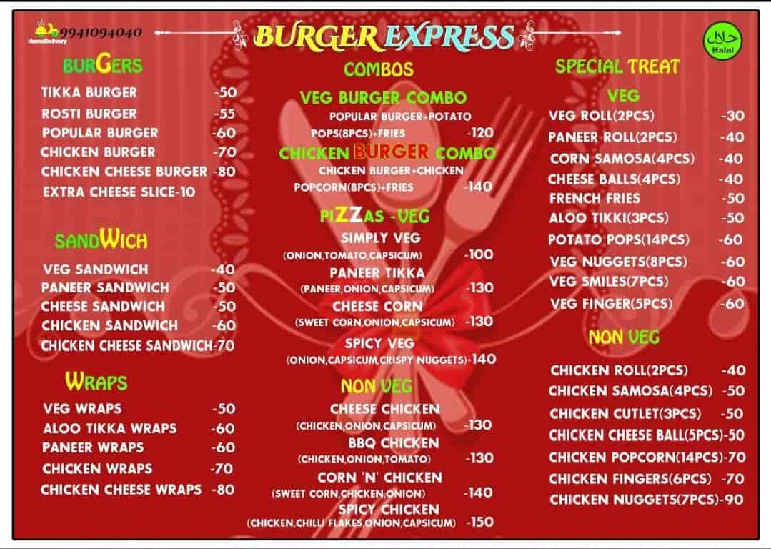 Burger Express in Nanganallur,Chennai - Order Food Online - Best Burger ...