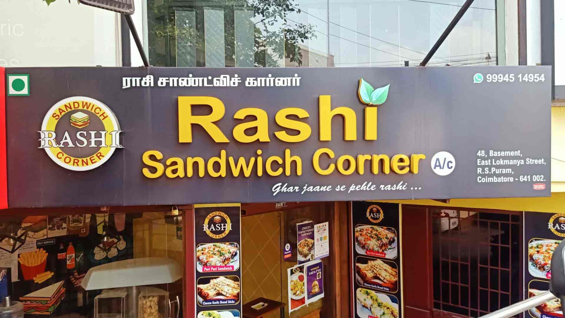 Rashi Sandwich Corner in Rs Puram Coimbatore,Coimbatore - Order Food ...