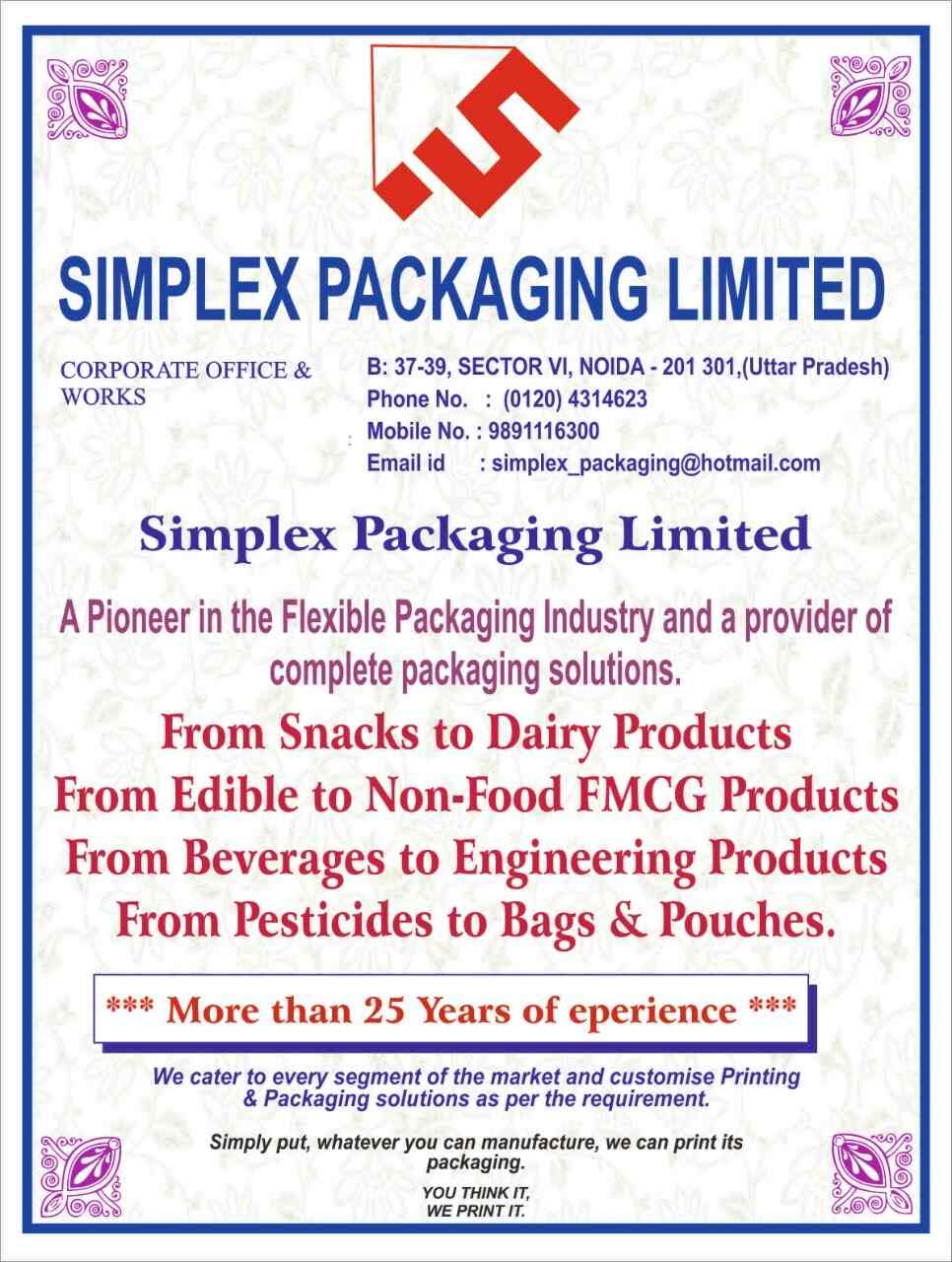 Simplex Packaging Ltd in Noida Sector 6,Delhi - Best Packaging Material ...