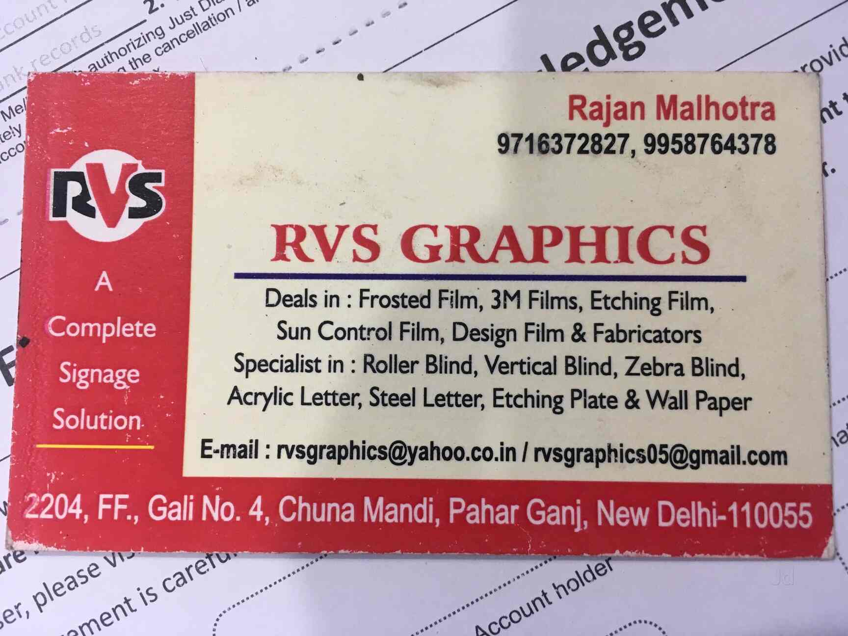 Rvs Graphics - Dealer from Pahar Ganj, Delhi, India | Company Profile