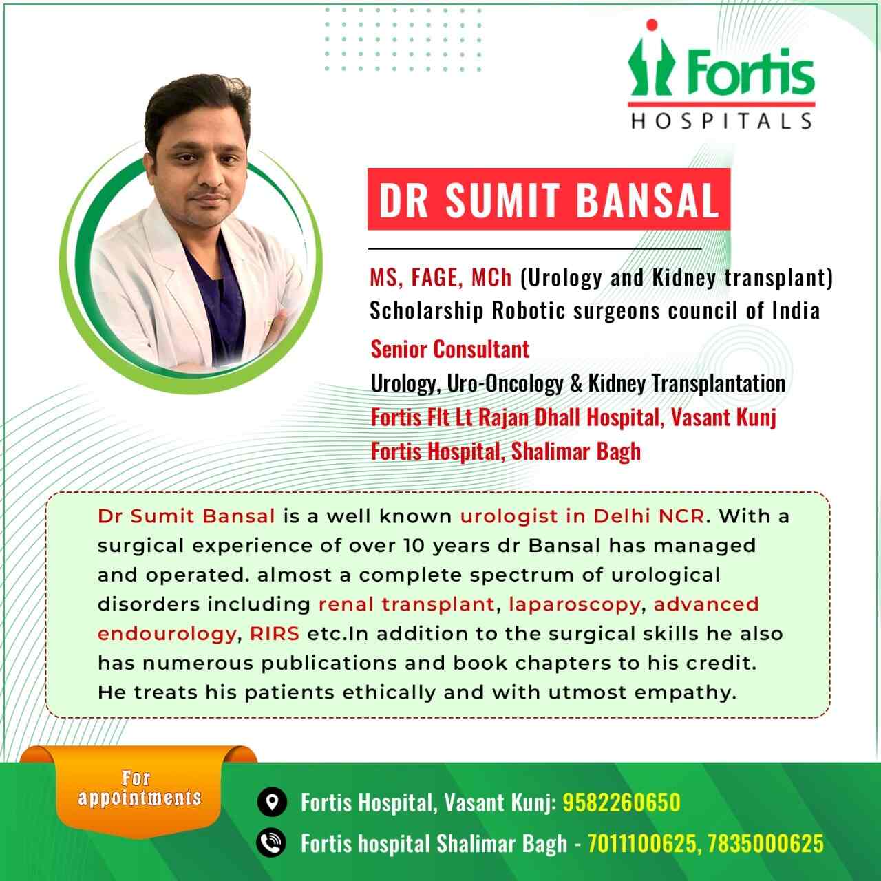 Dr. Sumit Bansal Urologist in Delhi - Best Urologist Doctors in Delhi ...