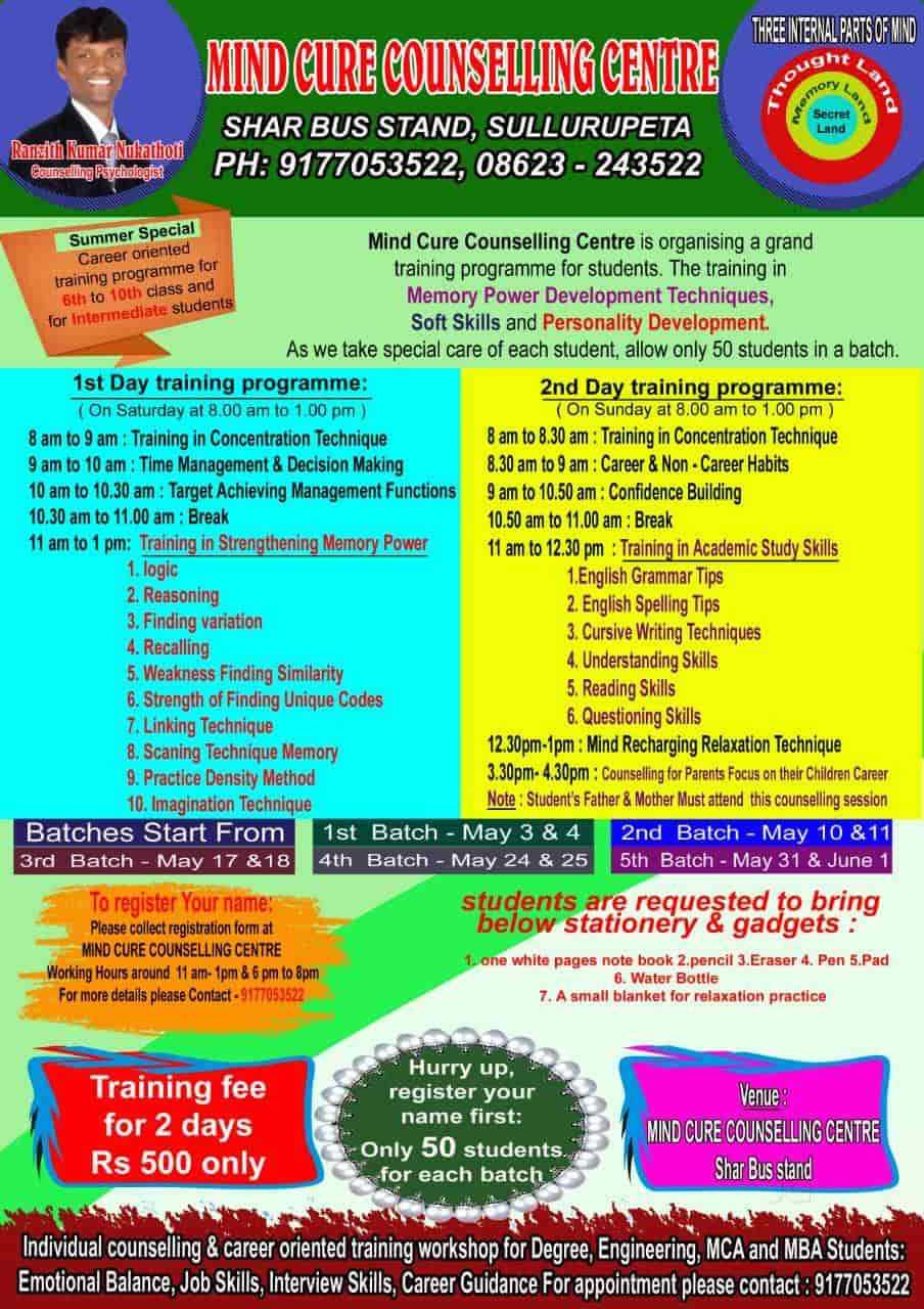 MIND CURE Counselling Centre in Sullurpet,Nellore - Book Appointment ...