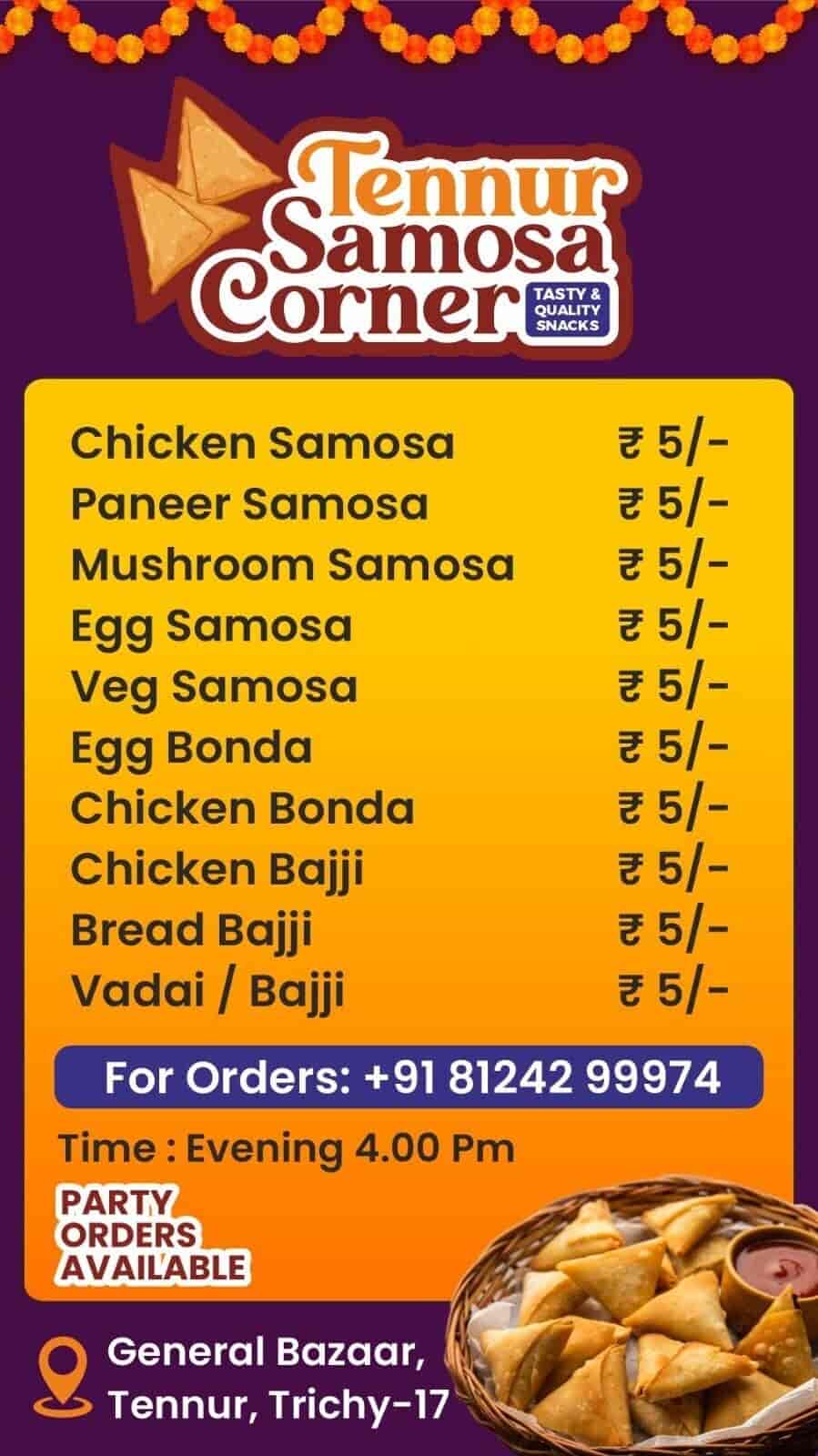 Tennur Samosa Corner in Tennur,Trichy - Best Food Court in Trichy ...