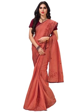 Vismay Copper Brownpoly Silk Handworked Saree - Get Best Price from ...
