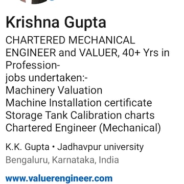 K K Gupta Chartered Mechanical Engineer & Machinery Valuers in ...