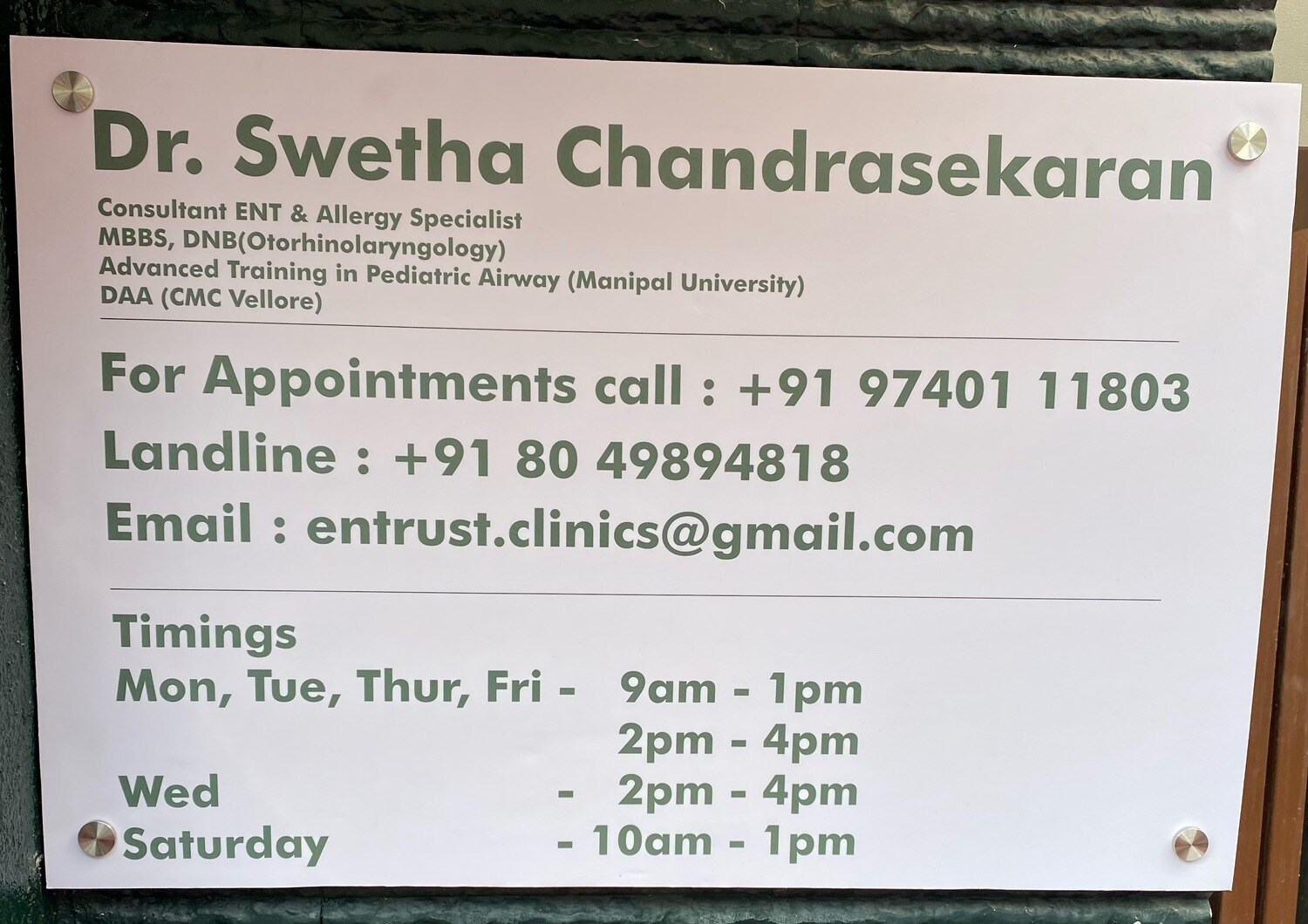 Entrust Clinic in Indiranagar,Bangalore - Best ENT Doctors in Bangalore ...