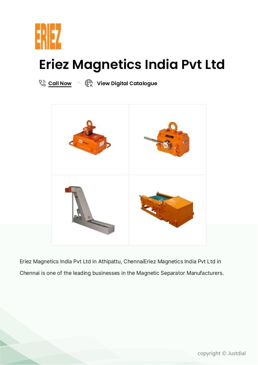 Eriez Magnetics India Pvt Ltd in Athipattu, Chennai - Best Weighing ...