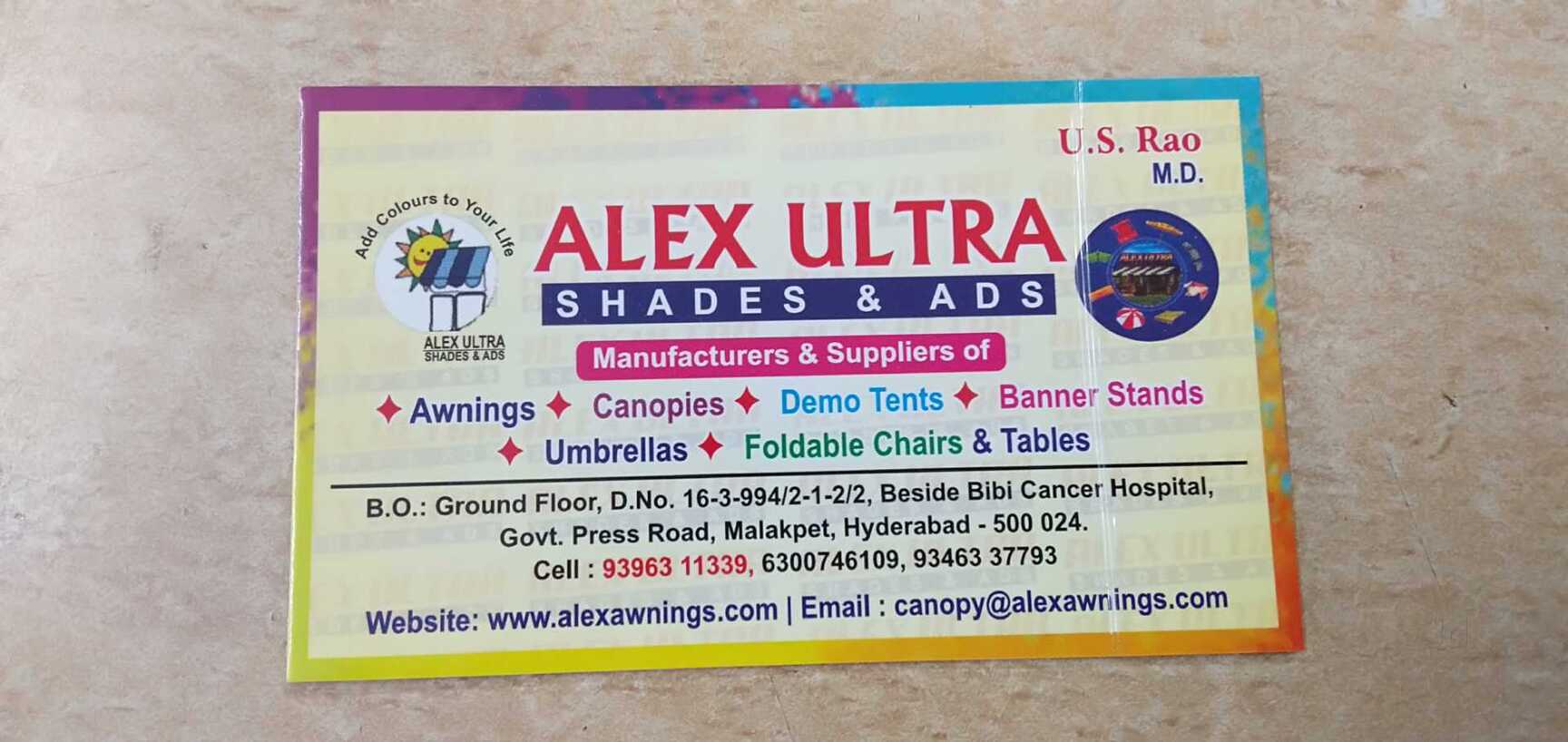 Products offered by Alex Ultra Shades & Ads in Malakpet, Hyderabad ...