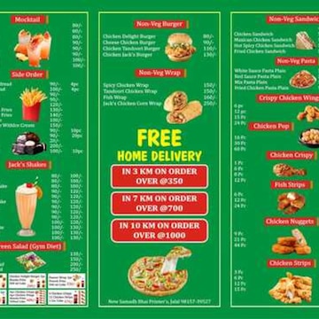 Jack's pizza menu store