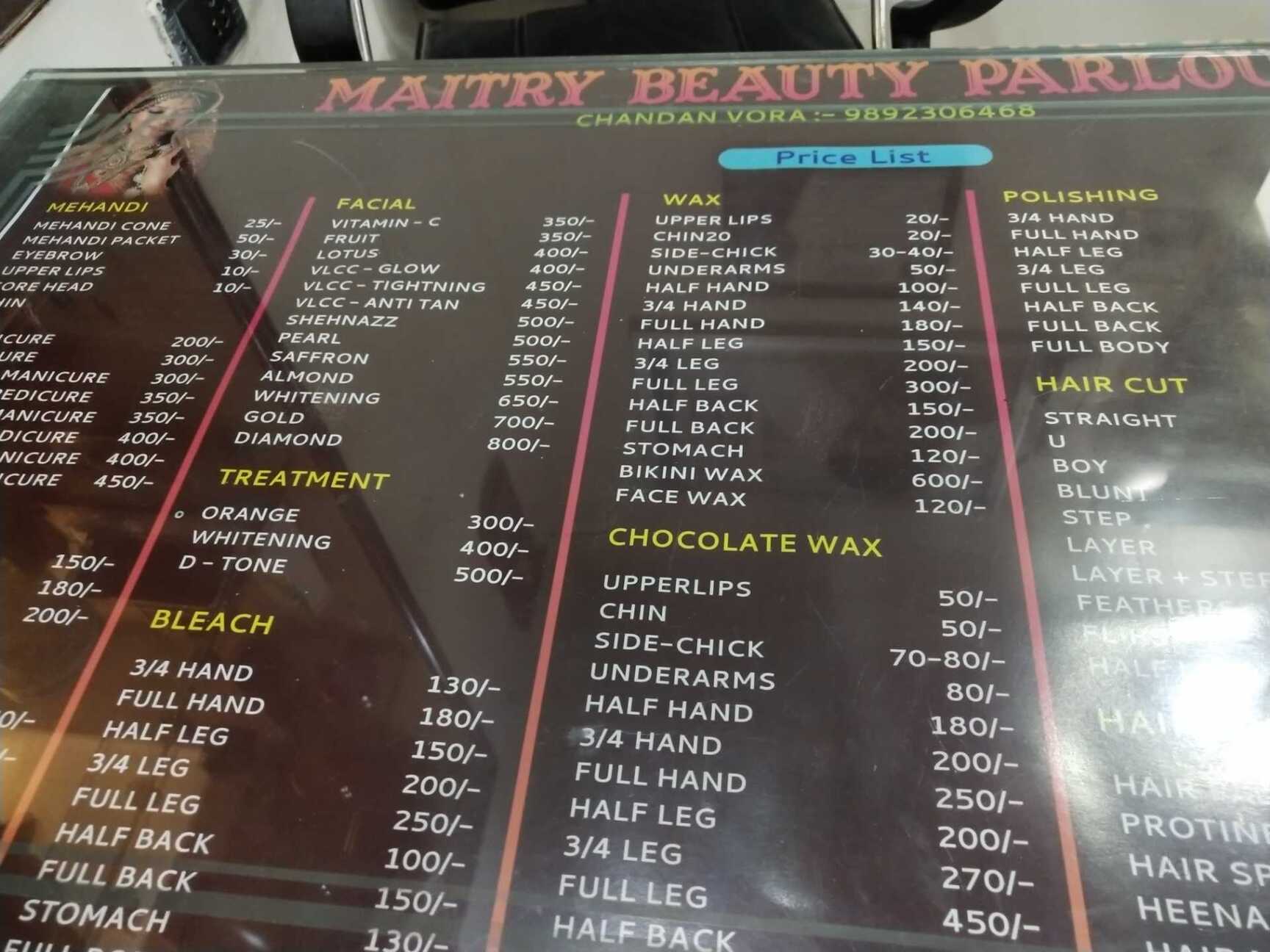 Beauty parlour near me for ladies with price list store